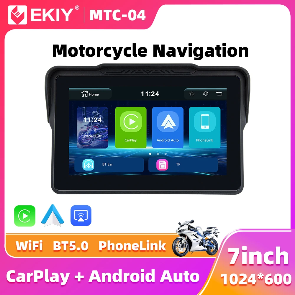 EKIY Wireless CarPlay Moto 7-дюймовый портативный цифровой мотоцикл приборная панель GPS ...