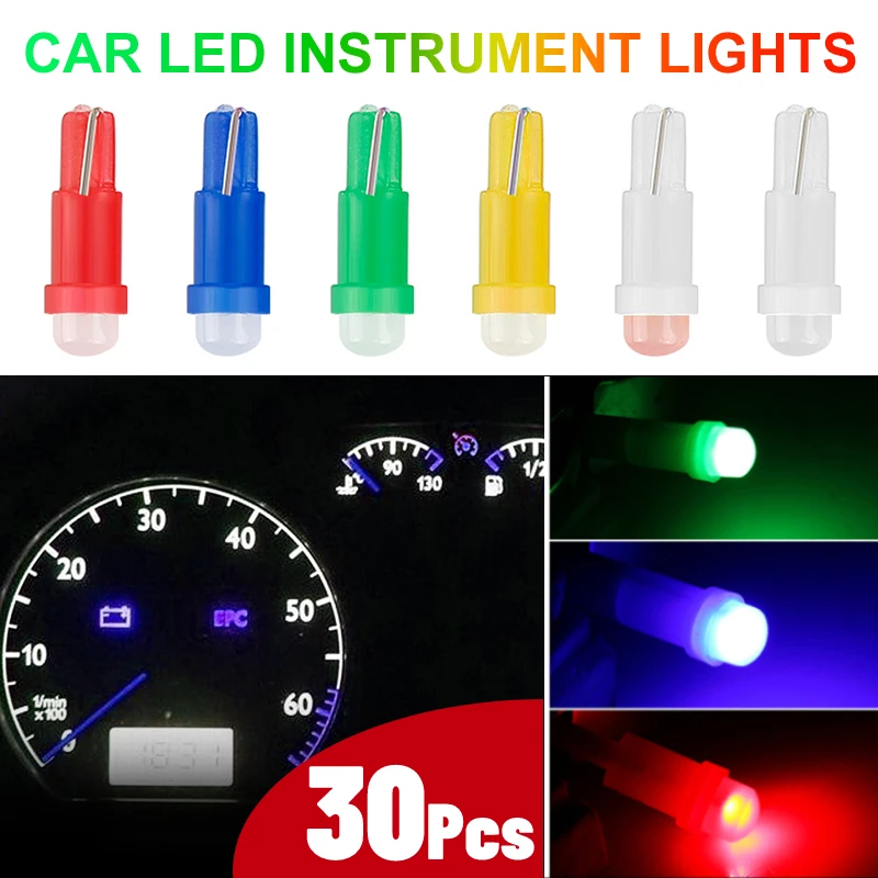 Car LED Light Bulb T5 LED Lights T5 COB 12V Red Blue Green Auto Side ...