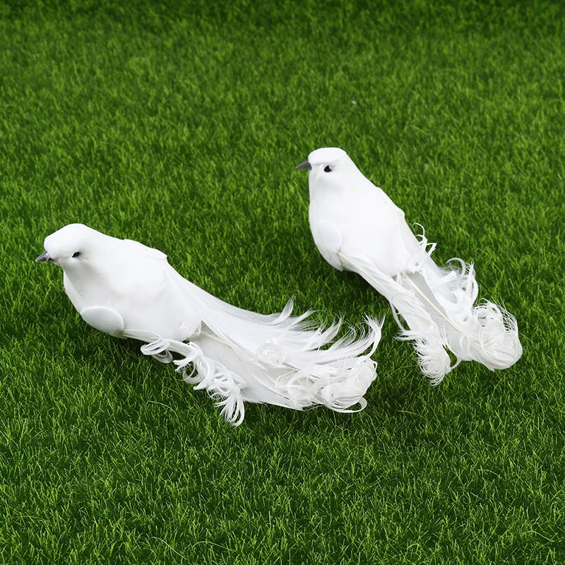 White Birds Artificial Foam Feather Doves Craft Birds Mini Decorative ...