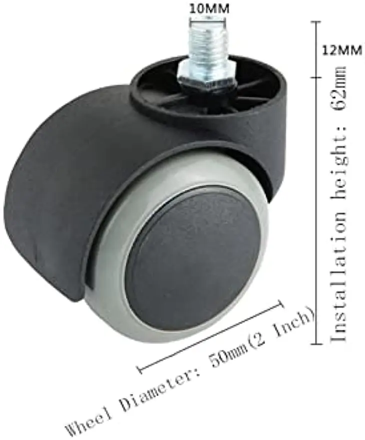 Universal Mute Caster 2 Inch Replacement Office Chair Swivel Rubber ...