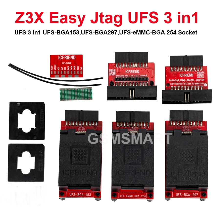 ICFRIEND Easy Jtag UFS Адаптер розетки 3 в 1 с z3x easy jtag плюс коробка ufs bga 153.254.297 ...