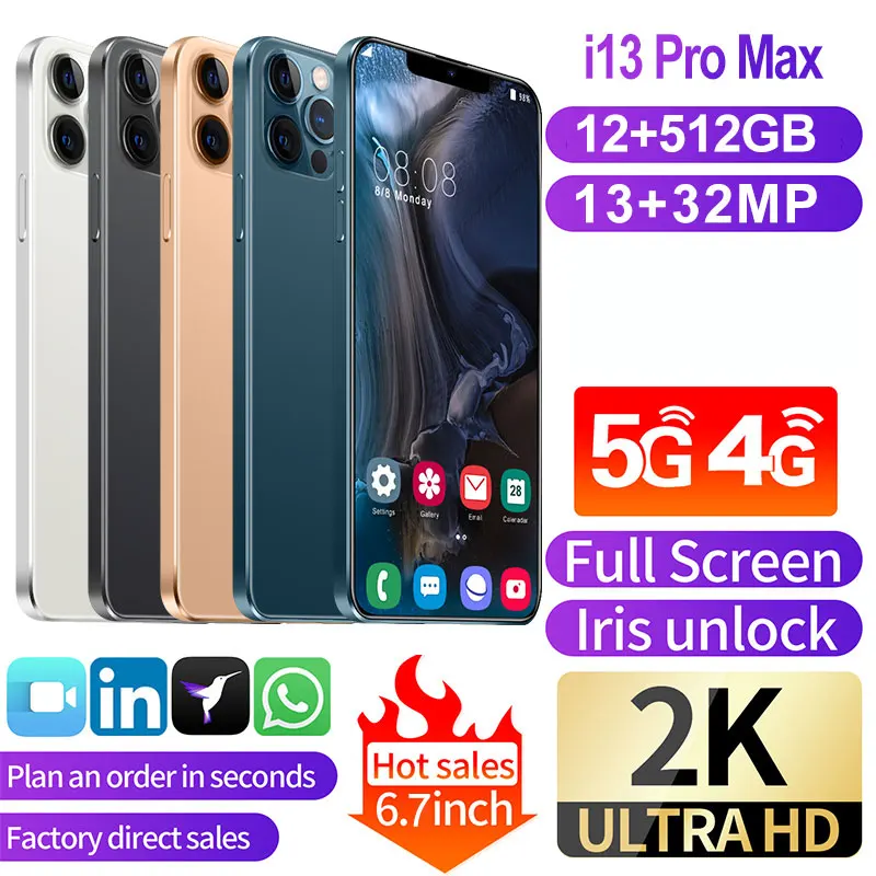 Brand New I13 Pro Max 16Gb+512Gb 10-Core 5G Let Cellphones Unlocked Dual Sim Long Lasting ...