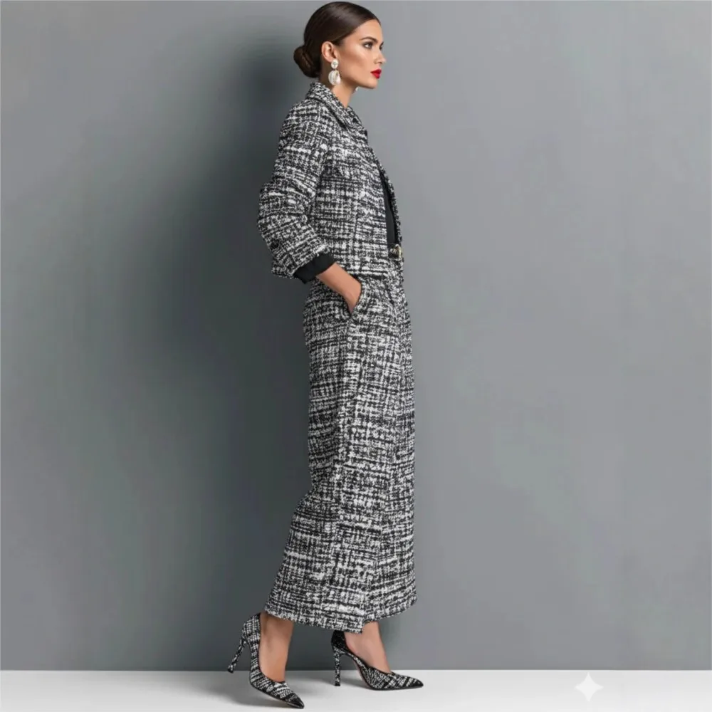 Женский костюм полиэстер клетчатый | AliExpress
