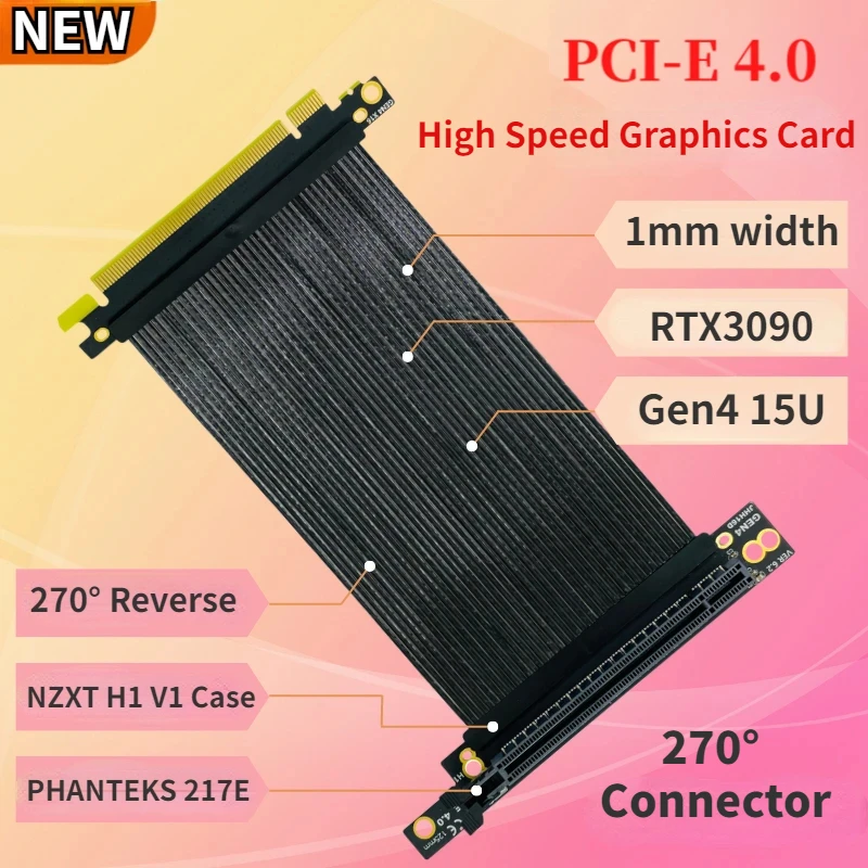 Посеребренная экранированная видеокарта PCIE 4,0 X16 расширение NZXT H1 ...