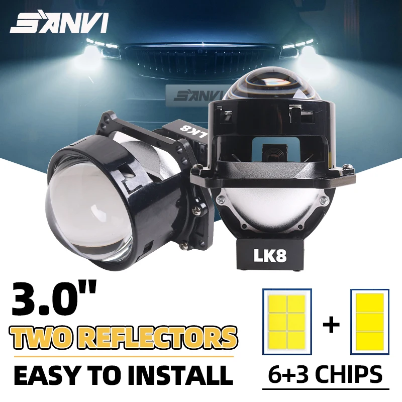 Новый Sanvi 3,0 дюйма LK8 Bi светодиодный объектив для проектора 120 Вт ...