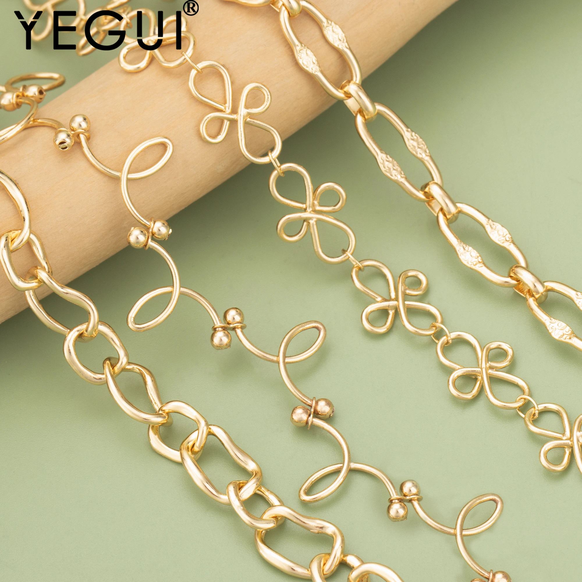Цепочка YEGUI C393, позолоченная, медная, 1 м | AliExpress