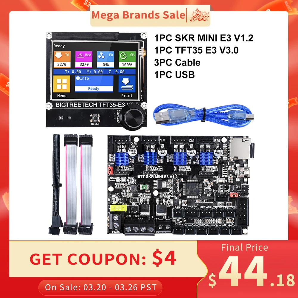 Bigtreetech Skr Mini E3 V1.2 Motherboard+Tft35 E3 V3.0 Btt Tmc2209 ...