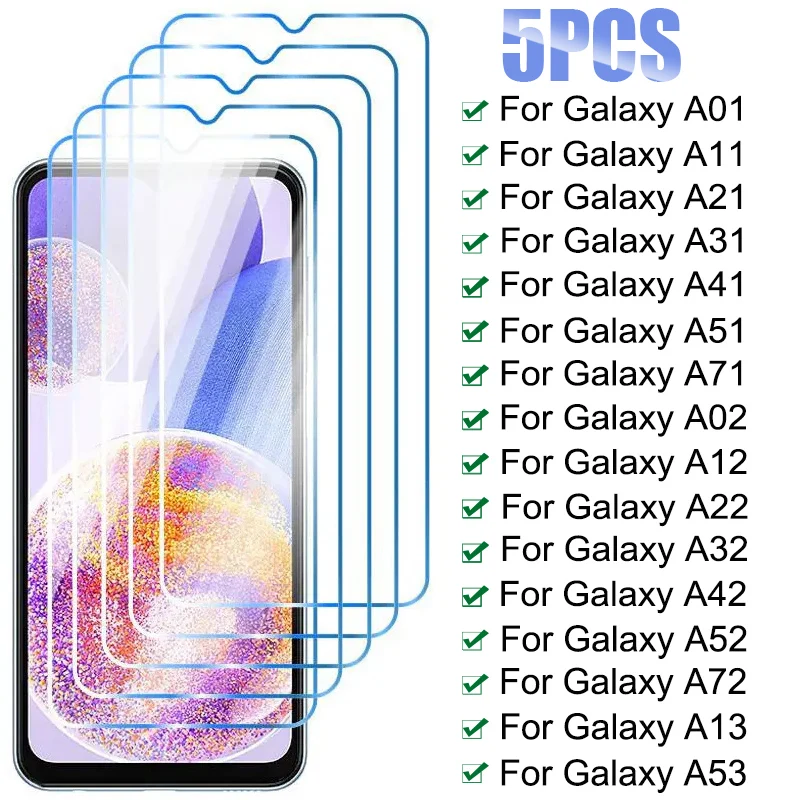 5 шт. закаленное стекло для Samsung Galaxy A12 A02S A22 A52 A51 A53 A32 5G Защитная пленка для ...