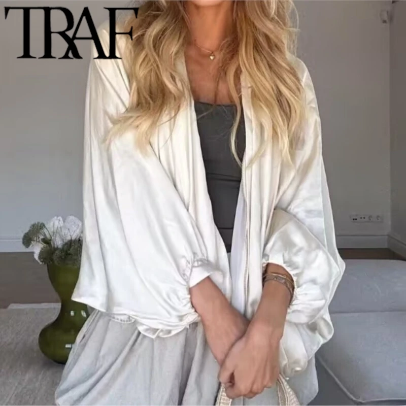 Женская куртка-пилот TRAF 2025 бежевого цвета из полиэстера | AliExpress