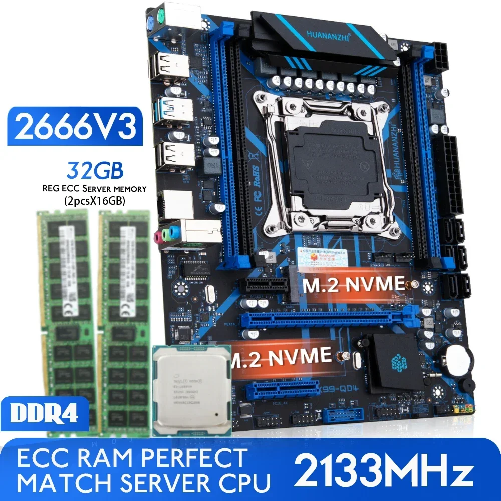 Материнская плата HUANANZHI QD4 X99 с комбинированным комплектом XEON ...