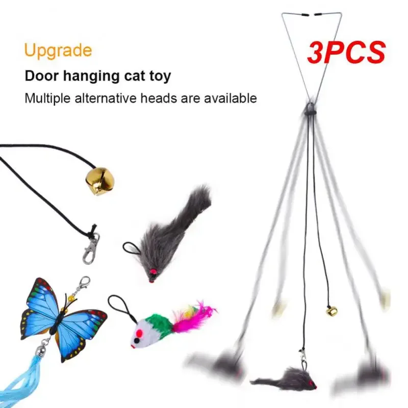 3PCS Interactive Cat Toys Hands-free Cat Stick Play Kitten Play Tease ...