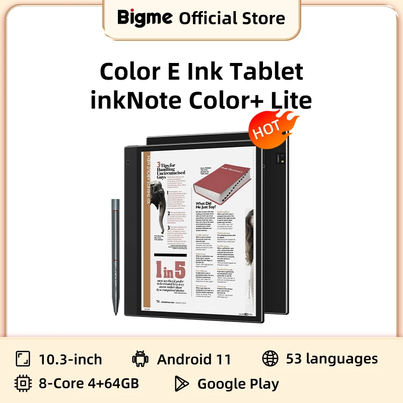 BIGME inkNote Color+ Lite 10,3-дюймовая электронная книга 64 ГБ ...