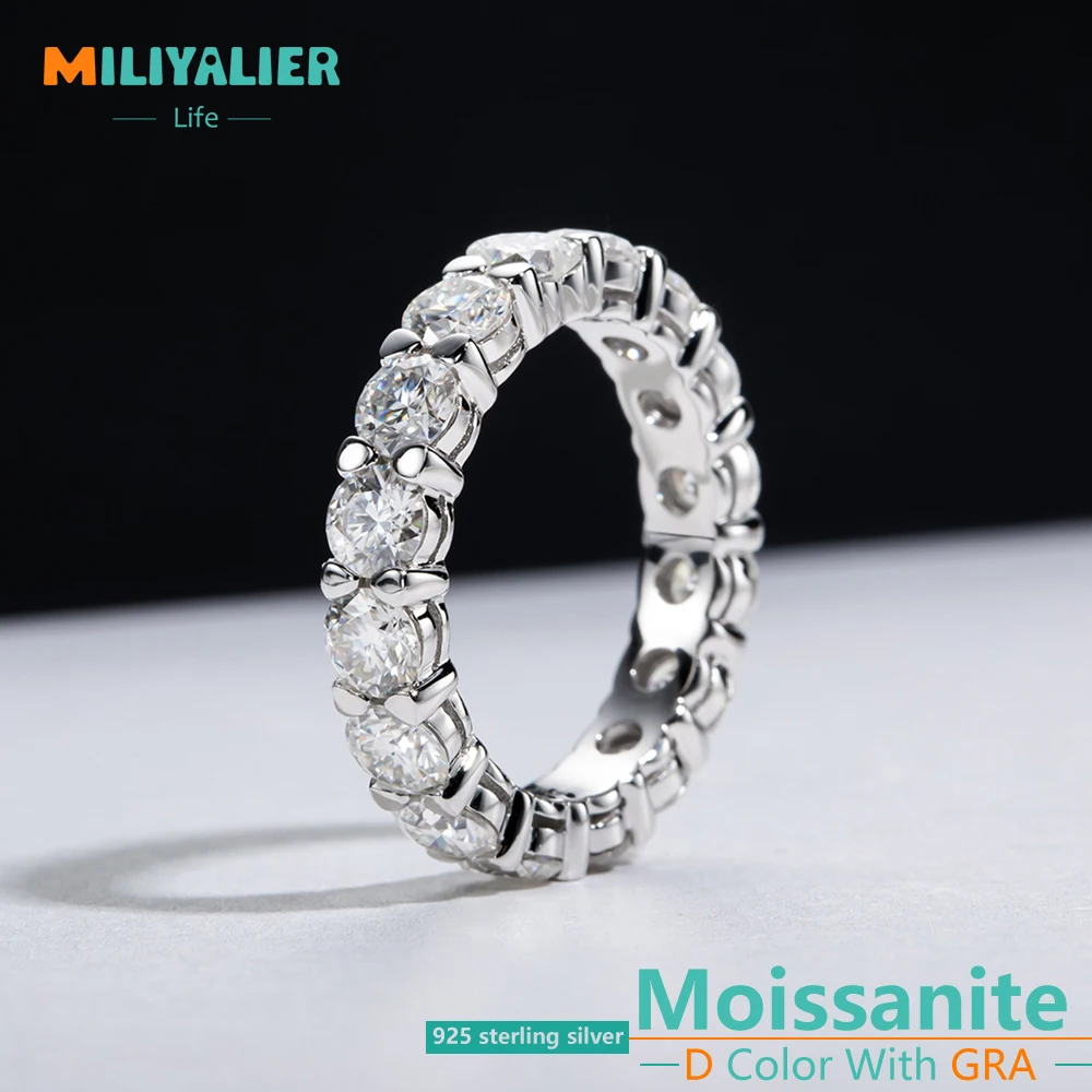 MILIYALIER S925 Стерлинговое Серебро пройти тест Бриллиант Круглый полный D Цвет VVS1 Муассанит ...