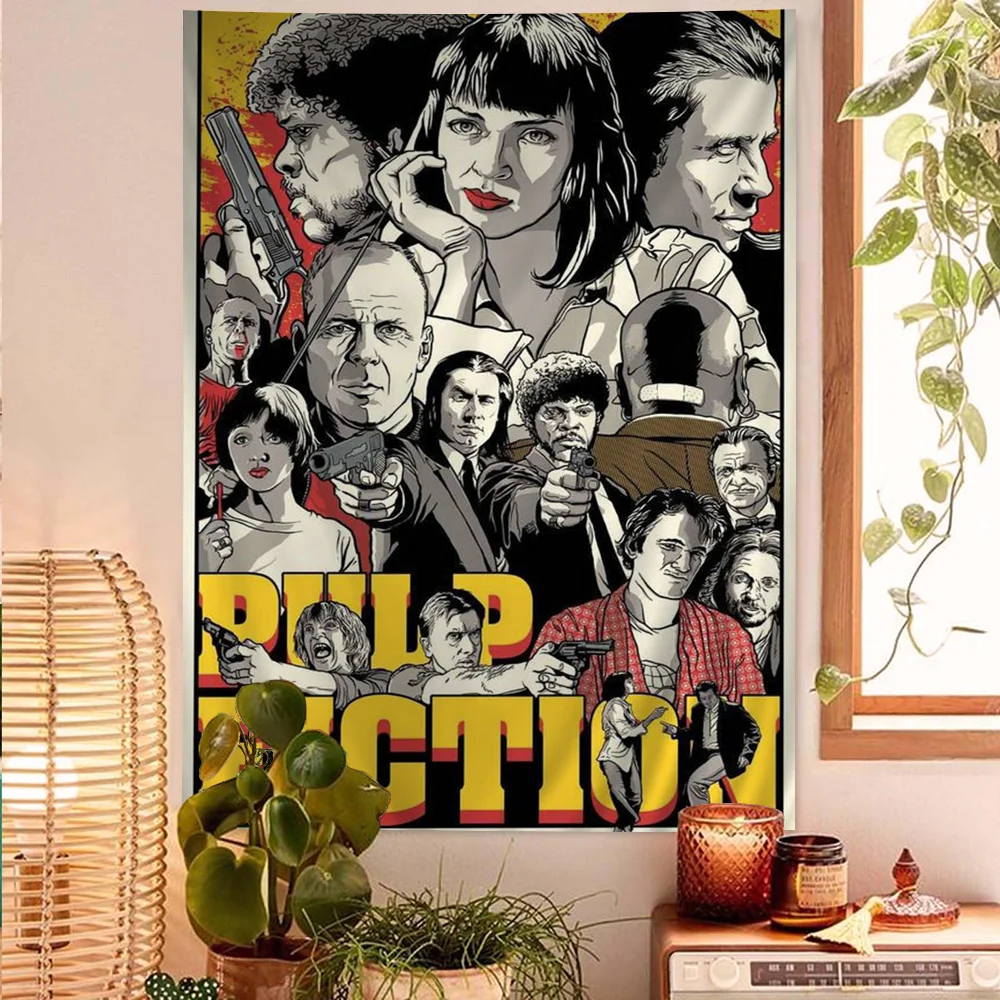 Pulp Fiction Cartoon Tapestry For Living Room Home Dorm Decor INS Home ...