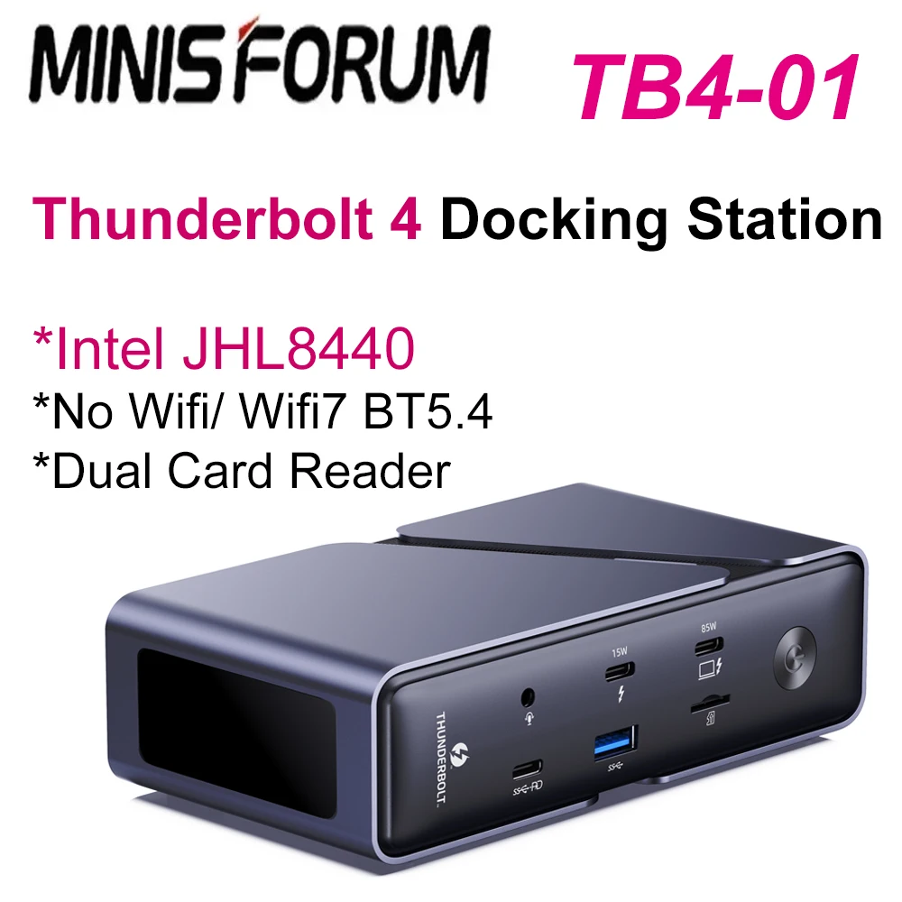 MINISFORUM TB4-01 12 in 1 Thunderbolt 4 Docking Station Intel JHL8440 2 ...