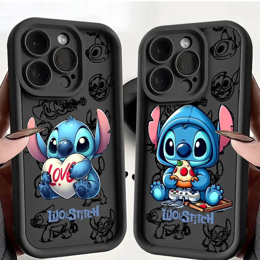 Чехол для телефона Disney Cute Blue Stitchs для iPhone 16 15 Pro Max 13 ...