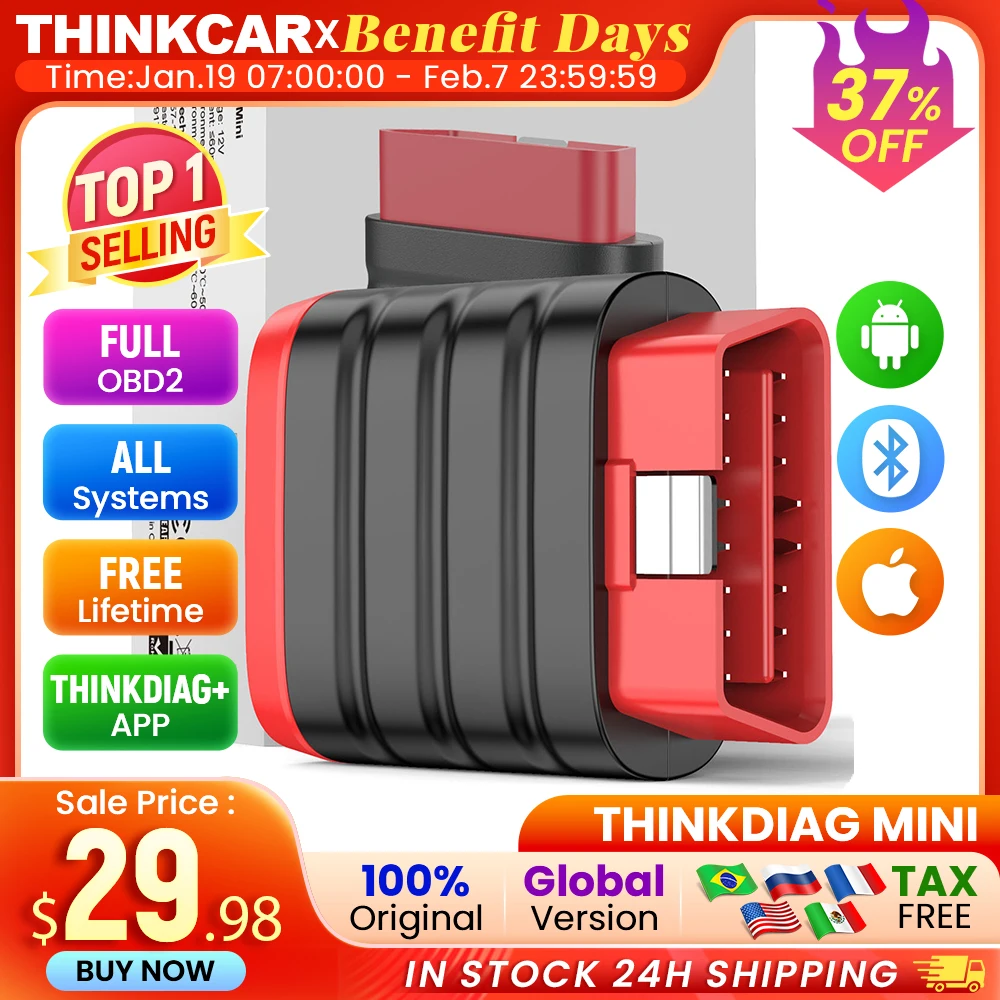 THINKCAR THINKDIAG MINI Авто OBD2 Bluetooth-сканер Полная диагностика ...