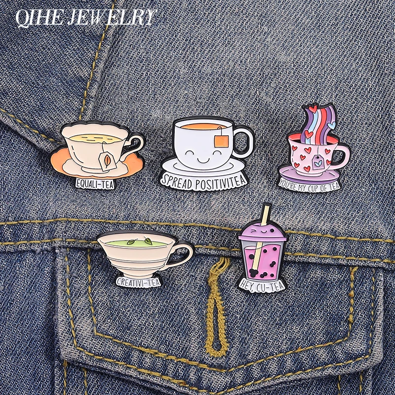 Забавные эмалированные булавки CREATIVI-TEA HEY,CU-TEA SPREAD POSITIVI ...