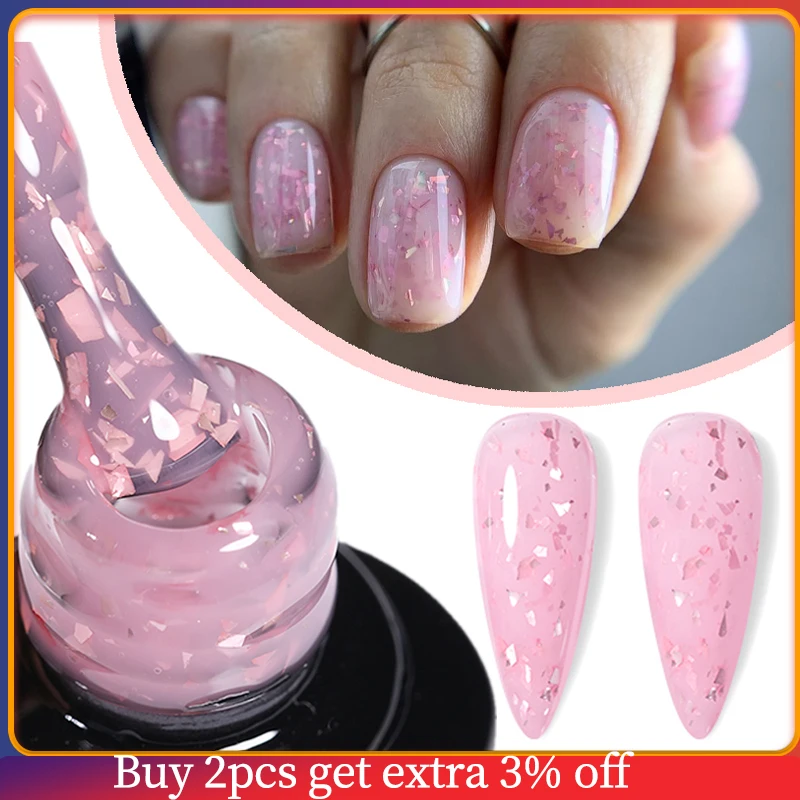 Фотогель 7 мл желеобразный Розовый Блестящий резиновый базовый гель ...