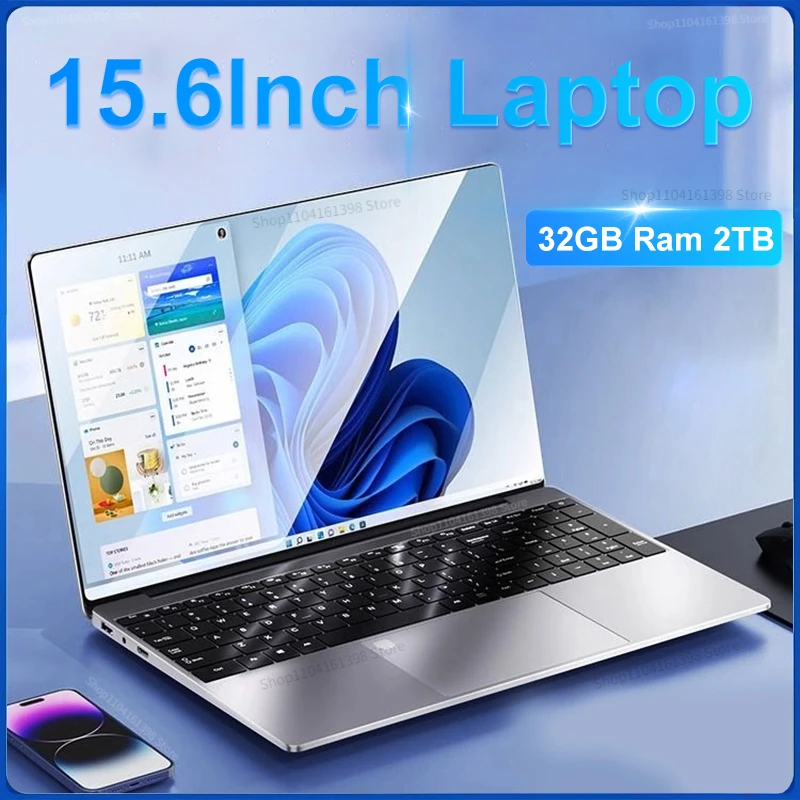15,6-дюймовый ноутбук, 32 ГБ ОЗУ, Φ SSD, Windows 11, игровой ноутбук ...