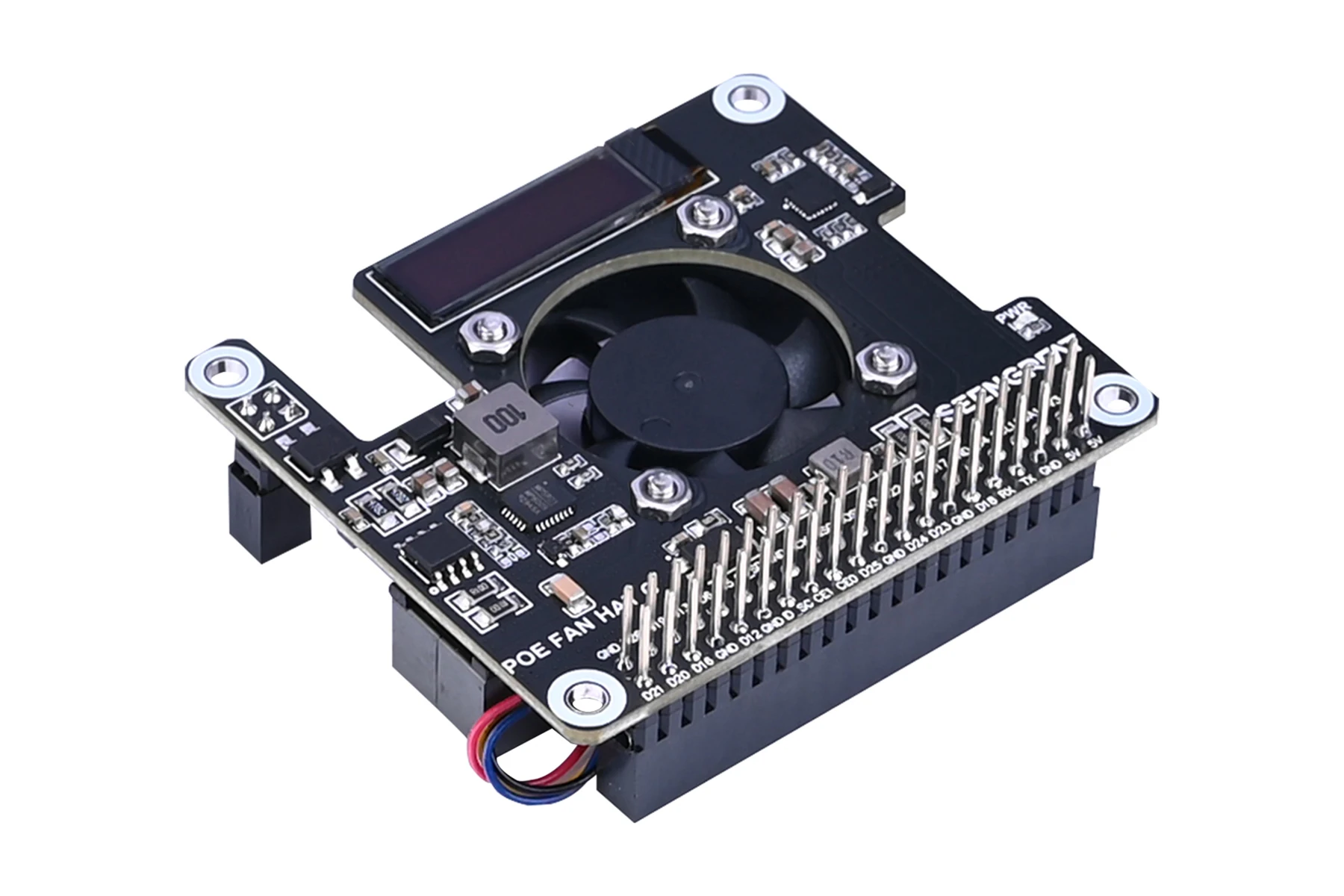 Для Raspberry Pi 5 POE HAT с OLED дисплеем и охлаждающим вентилятором ...