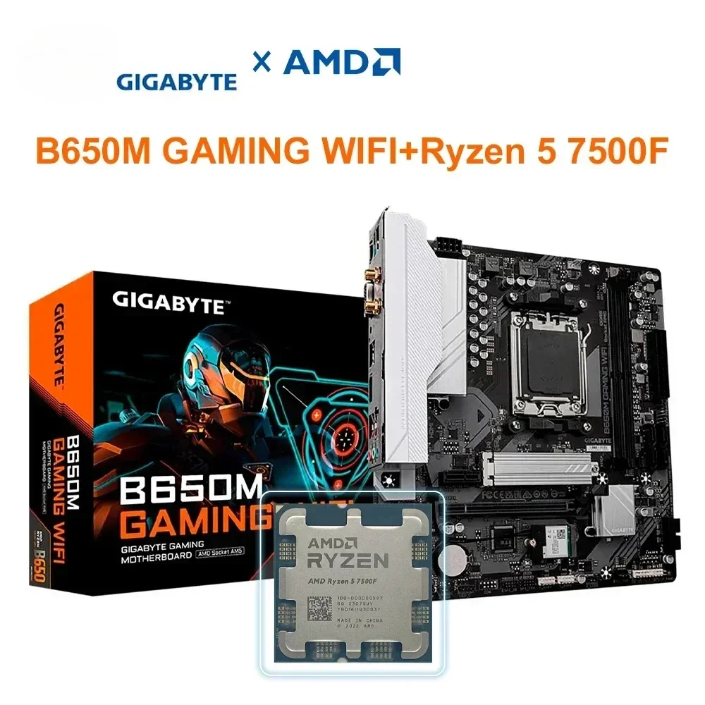AMD Ryzen 5 7500F + GIGABYTE B650M Игровой WIFI Micro-ATX AMD B650 DDR5 6400 (OC) МГц Комплект ...