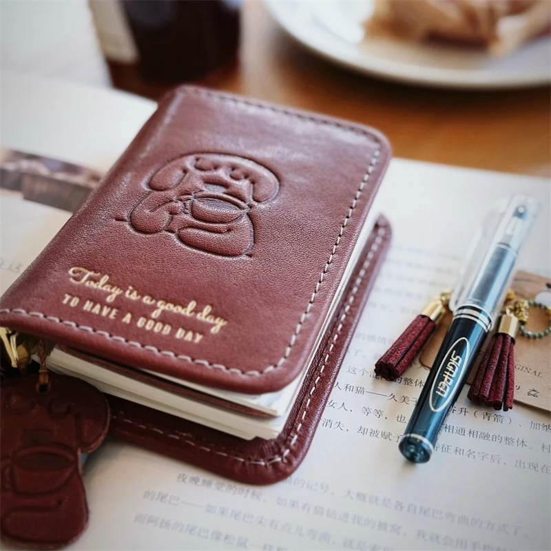 Винтажный кожаный дневник M5/A7 в стиле щенка кофе ручной работы — винтажный справочник для ...