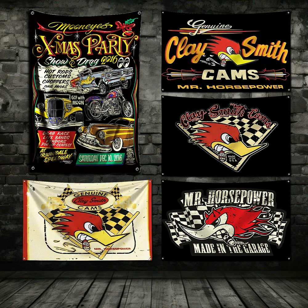 3x5 Ft Mr.Horsepower Clay Smith Cams Mooneyes Flag Polyester Digital ...