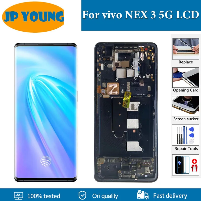 Оригинальный AMOLED 6,89 "для vivo NEX 3 5G LCD V1924A V1924T 1913, дисплей с рамкой, сенсорная ...