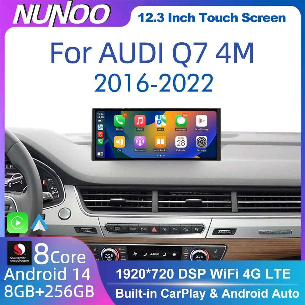 Android 14 автомобильный Carplay для Audi Q7 4M 2016-2022 GPS радио мультимедийный стереоплеер ...