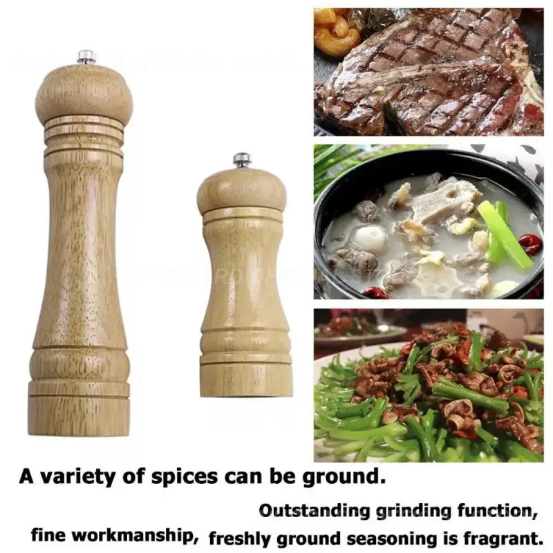 5" 8" Salt and Pepper Grinder Solid Wood Spice Pepper Mill with Strong ...