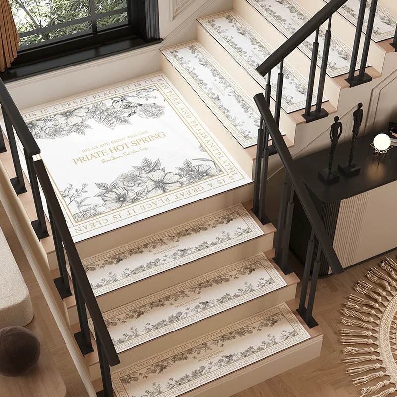 Stair tread mat, non-adhesive. Solid wood for duplex and attic stairs ...