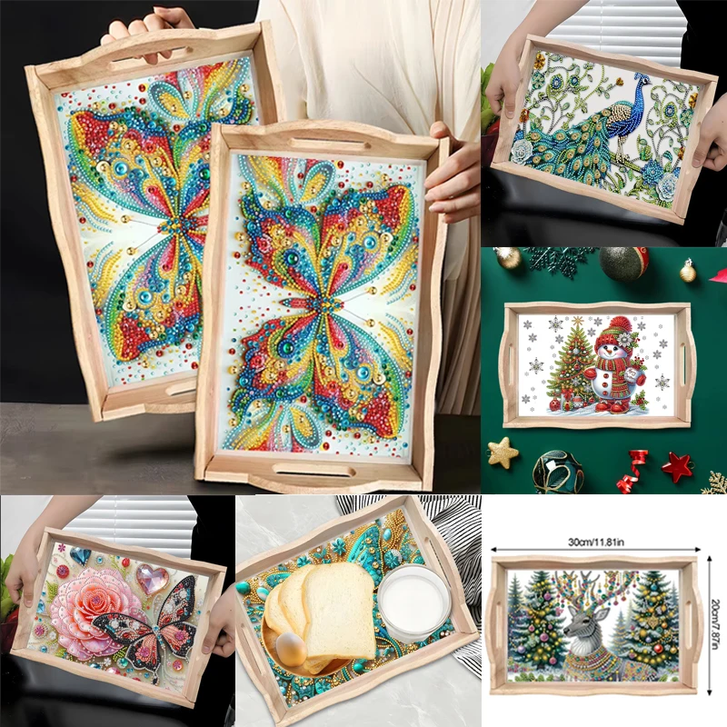 New Chrismas Diamond Painting Dining Plate Wooden DIY Diamond ...