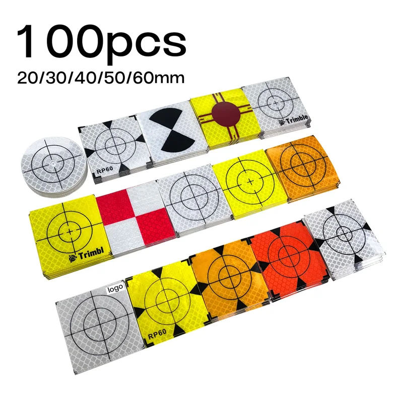 100pcs Size 20 30 40 50 60mm Reflector Sheet For Total Station Survey ...