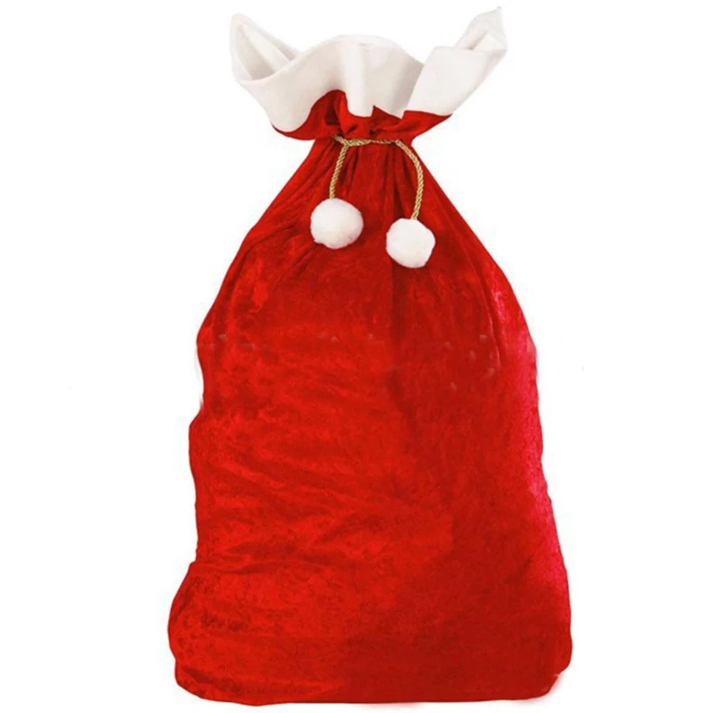 Red Santa Claus Gift Bags Large High-grade Gold Velvet Super Soft Candy ...