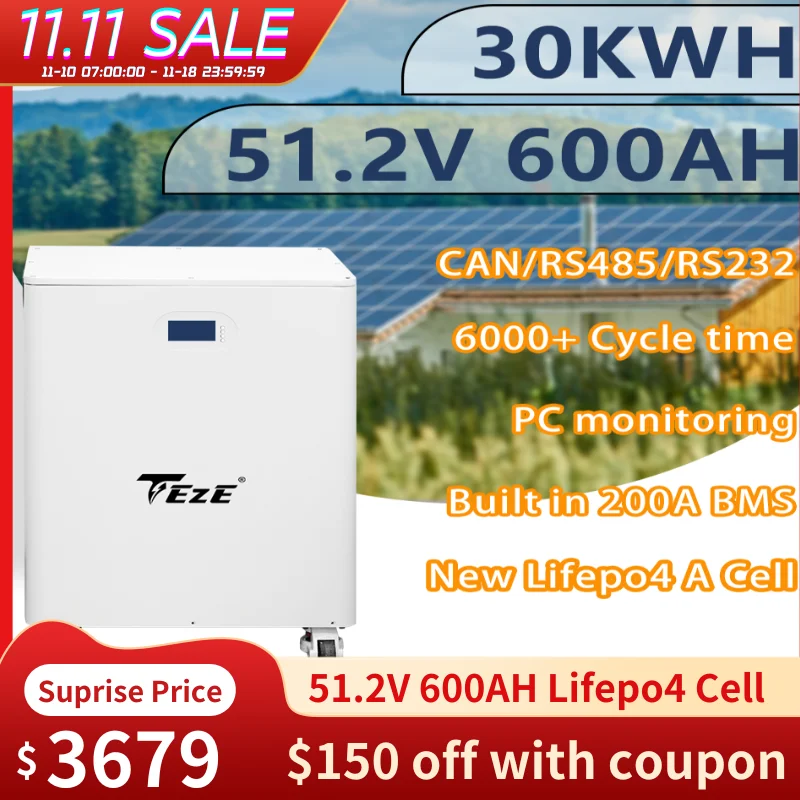 TEZE Новое обновление Powerwall 30 кВтч 51,2 В 600 Ач LiFePO4 ...