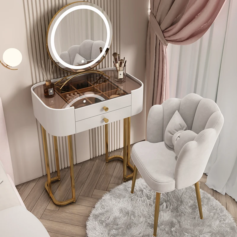 Container Dressing Table Luxury Brown Coffee Mirrors Bedroom Dressing ...