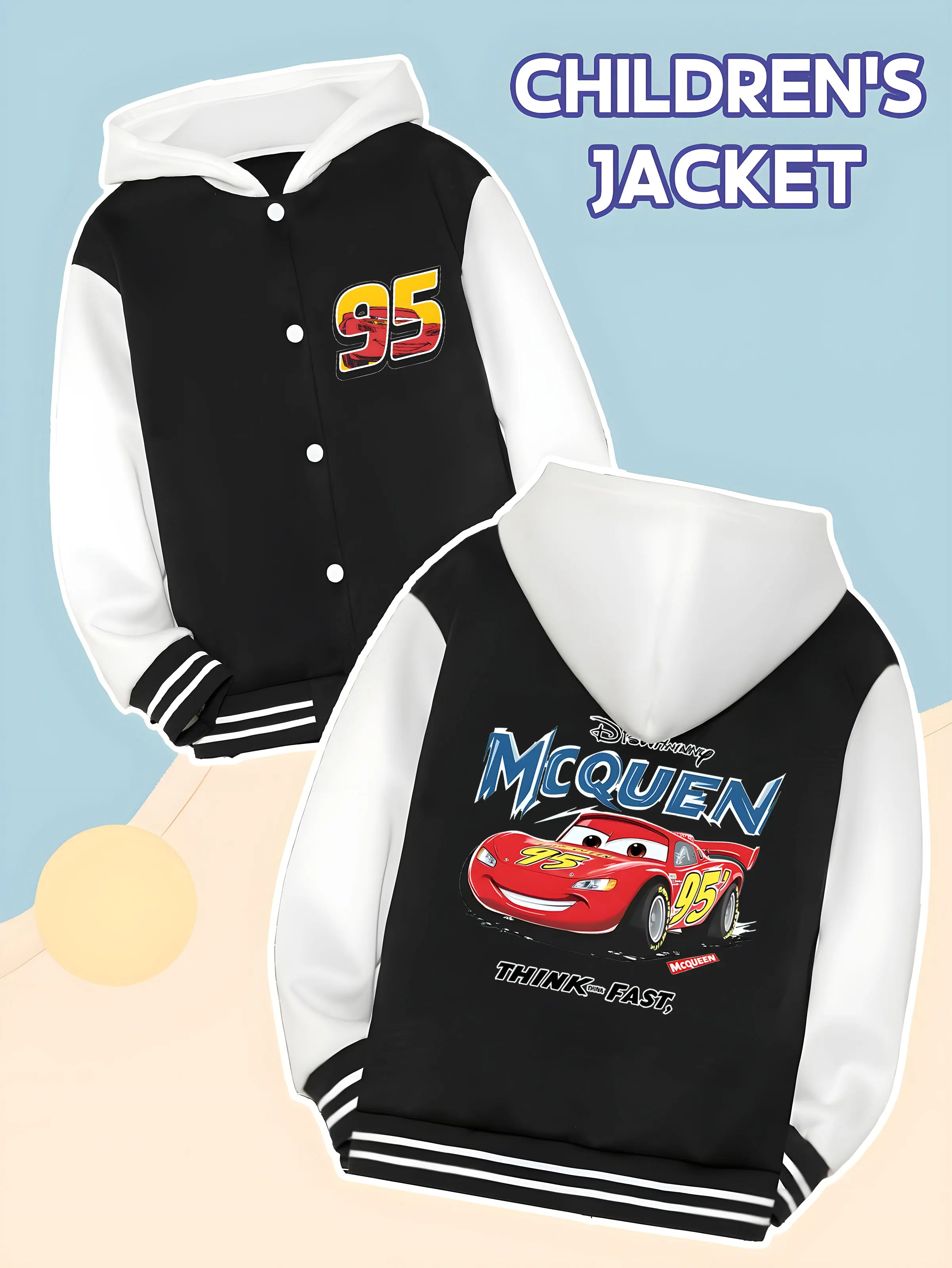 MINISO Disney Cars McQueen Baseball Jacket для мальчиков | AliExpress