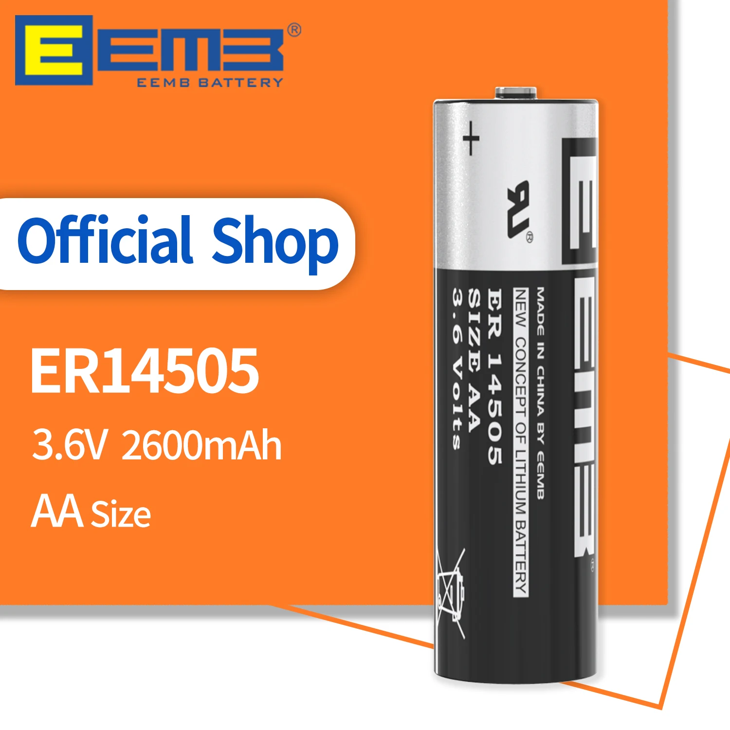 EEMB 3.6V AA Size Lithium Battery ER14505 2600mAh Batteries Non ...
